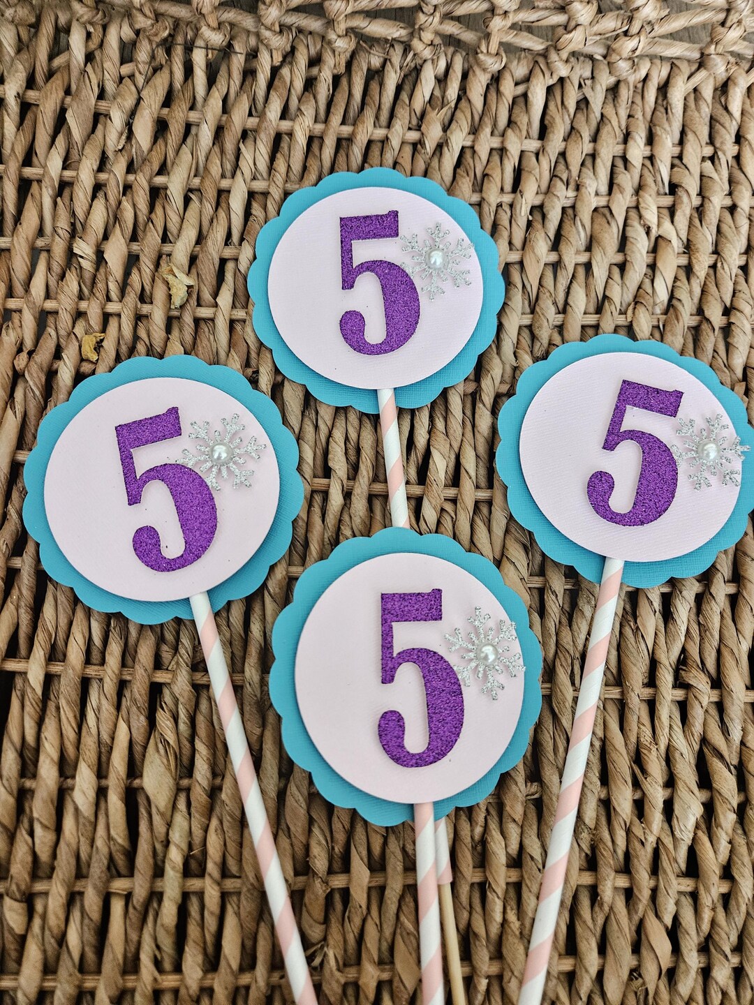 Frozen Age Birthday Centerpiece Picks-birthday Party-any Age Snowflake ...