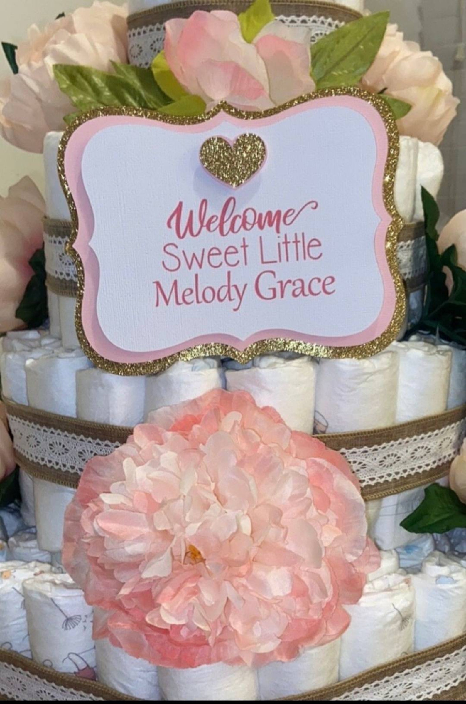 Welcome Baby Girl Tag-diaper Cake Sign-baby Girl - Etsy