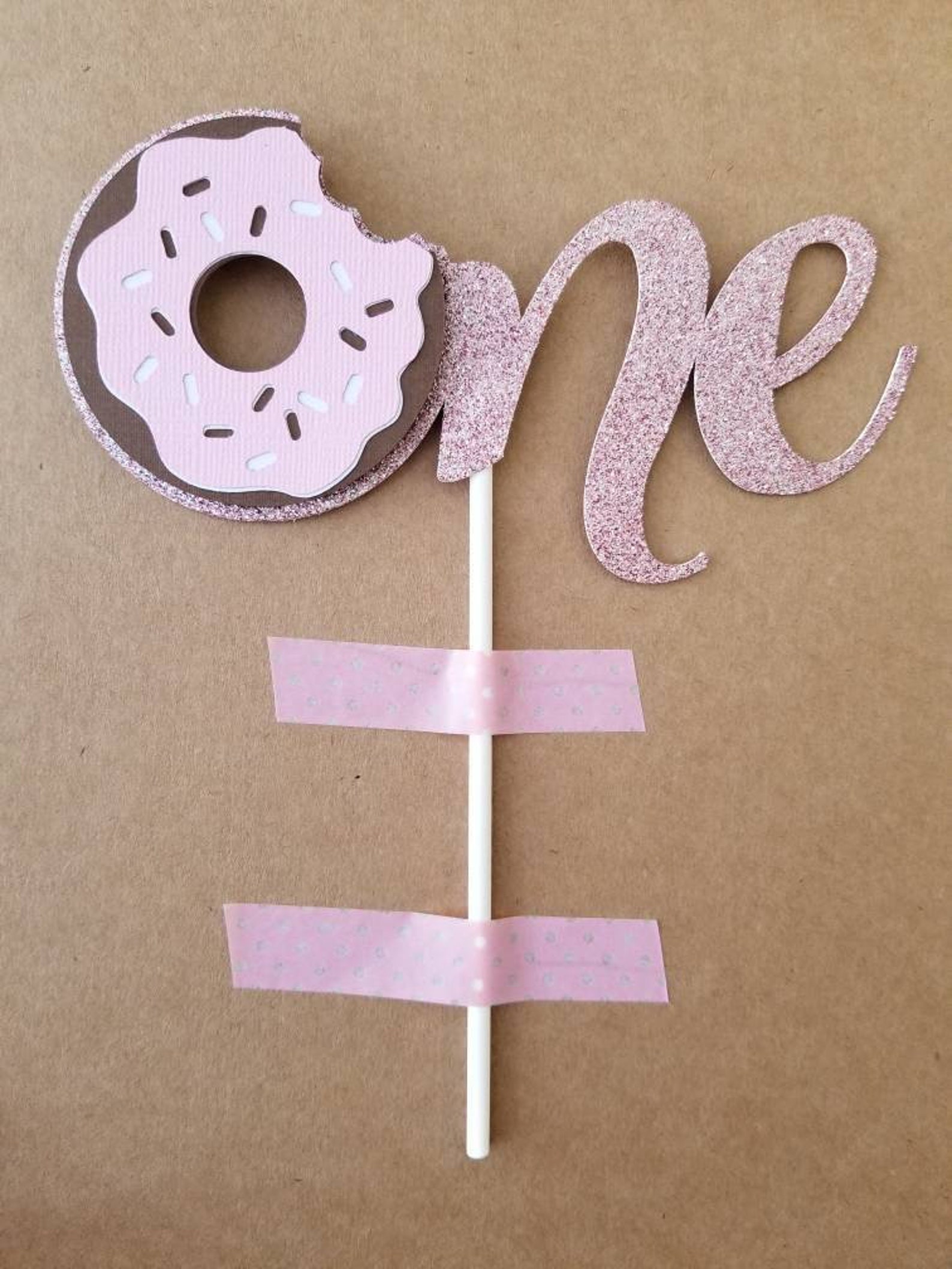 One Donut Girl Cake Topper-one Donut Cake Topper-pink Gold One | Etsy