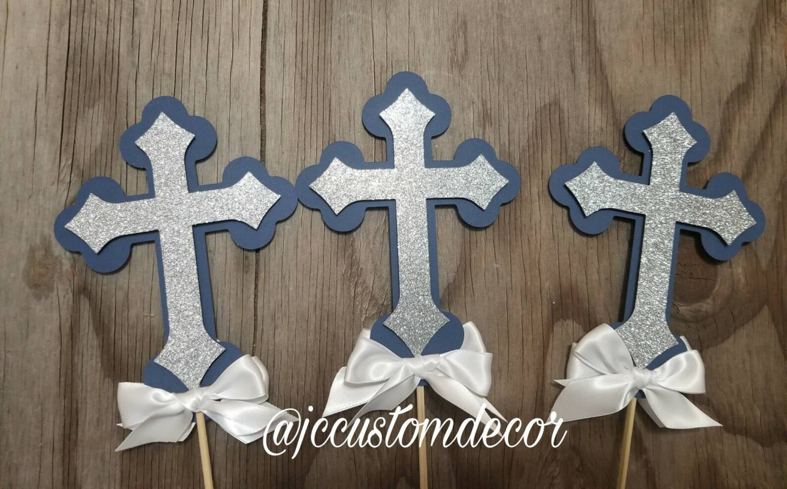 Navy Blue Cross Centerpiece-glitter Cross Picks-cross Centerpiece Picks ...