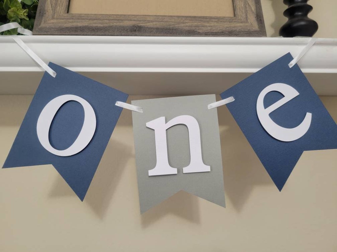 One Navy Blue Grey Boy Banner-one Blue Boy Banner-one Boy Flag Nanner ...