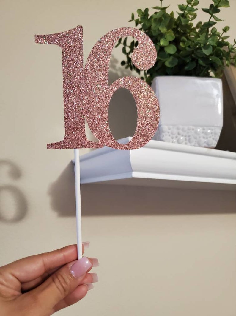 16 Cake Topper, Any Age Cake Topper, Glitter Cake Topper-16 Birthday ...