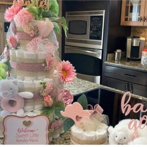 Welcome Baby Girl Tag-diaper Cake Sign-baby Girl Centerpiece-its A Girl ...