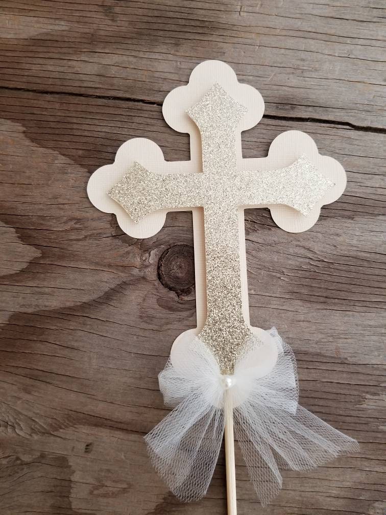 Gold Silver Cross Centerpiece-glitter Cross Picks-cross Centerpiece ...