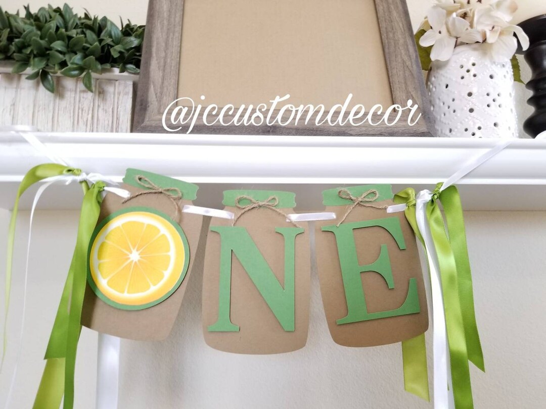 One Lemonade Mason Jar Banner-mason Jar Banner-boy Mason Jar Birthday ...