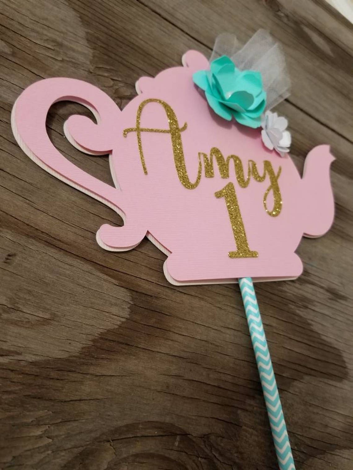 Tea party Cake topper-Teapot theme birthday topper-Teacup | Etsy