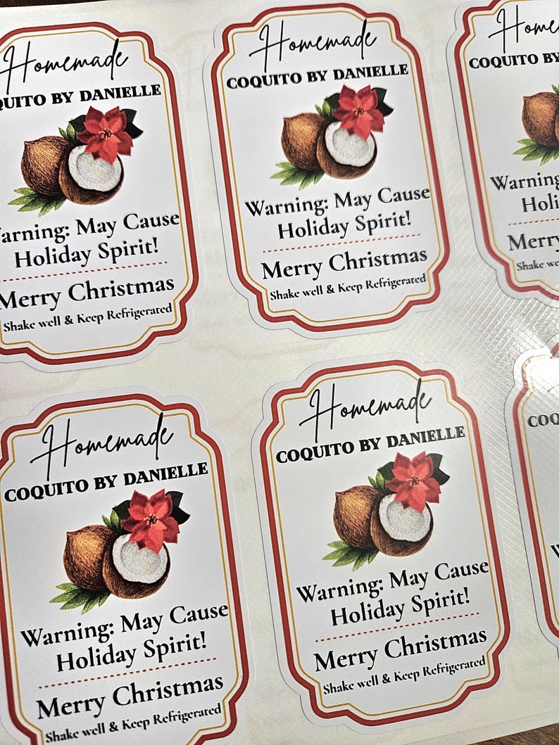 Coquito Gift Labels-christmas Coquito Label Tag-holiday Bottle Tags ...