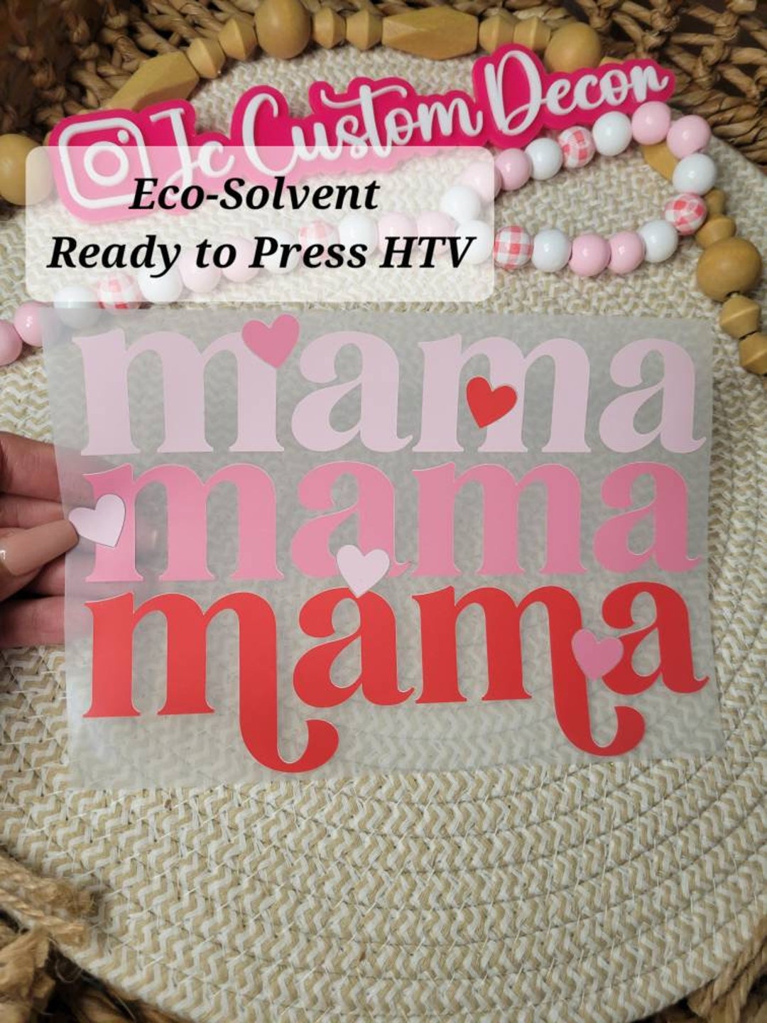 Mama Heart HTV Ready to Press Htv-mama Shirt Transfer-mama Pink Hearts ...