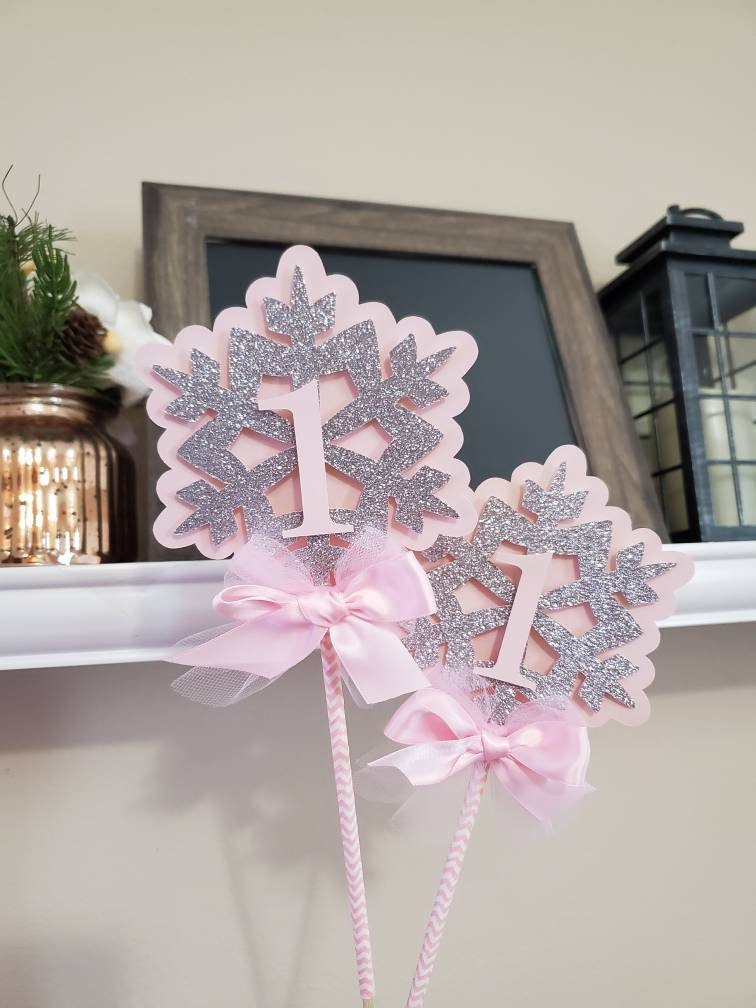 Pink gold silver snowflake centerpiece-Pink Frozen | Etsy