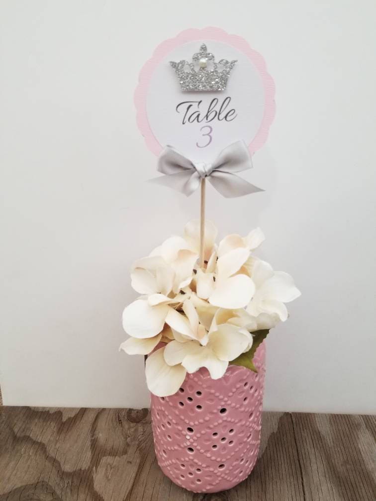 Princess Crown Table Numbers-princess Crown Birthday Centerpiece ...