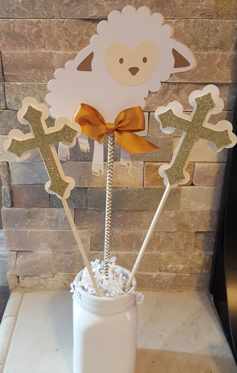 Boy Girl Baptism Centerpiece-lamb Sheep Baptism - Etsy