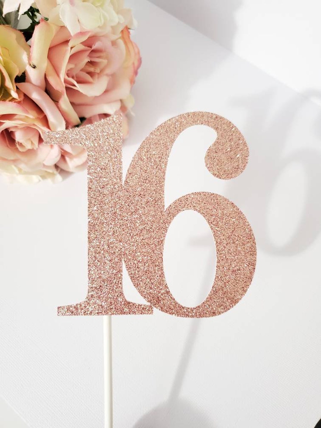 16 Cake Topper, Any Age Cake Topper, Glitter Cake Topper-16 Birthday ...