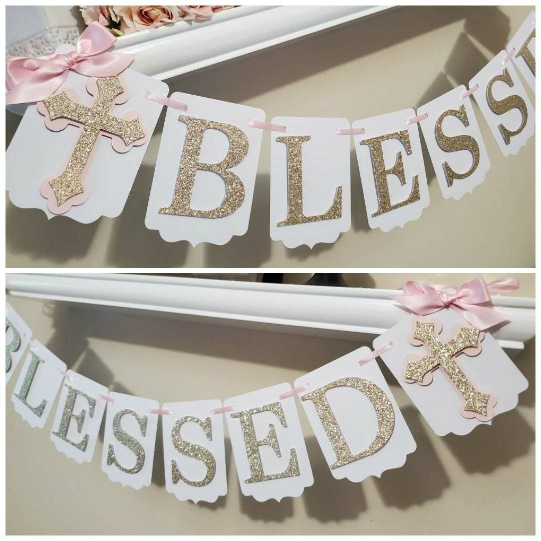 God Bless Banner-god Bless Boy Girl Banner-baptism Christening Banner ...