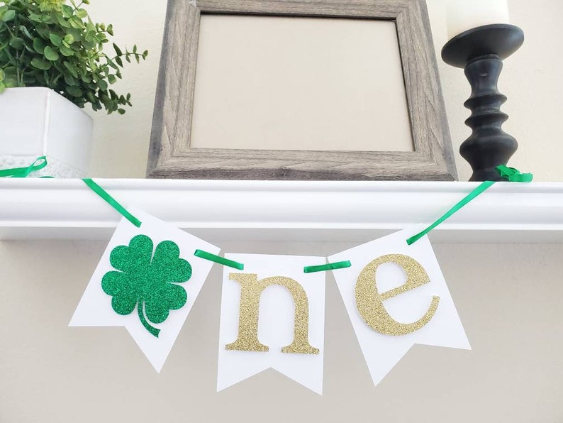 One Shamrock Birthday Banner-boy Girl Green Banner-shamrock One ...