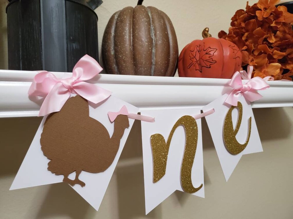 One Little Turkey Girl Banner-girl Turkey One Banner-one - Etsy