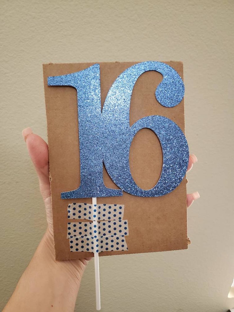 16 Cake Topper, Any Age Cake Topper, Glitter Cake Topper-16 Birthday ...