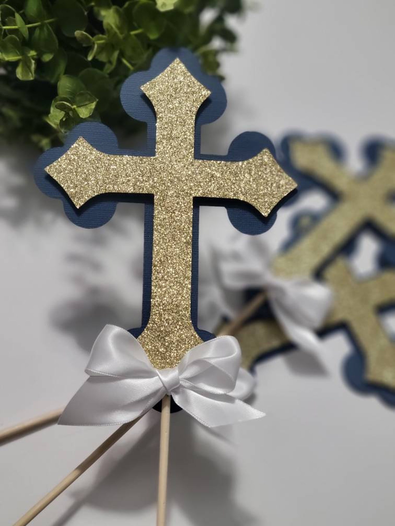 Navy Blue Cross Centerpiece-glitter Cross Picks-cross Centerpiece Picks ...