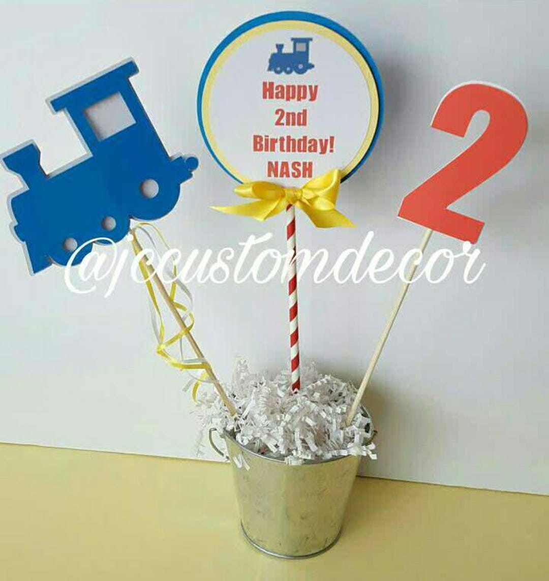 Train Theme Centerpiece-birthday Train Centerpiece-train Birthday-train ...
