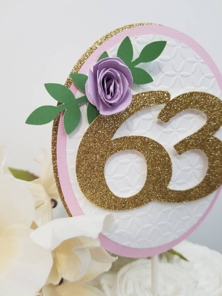 60 cake topper-Age cake topper-glitter age cake topper-63 cake | Etsy
