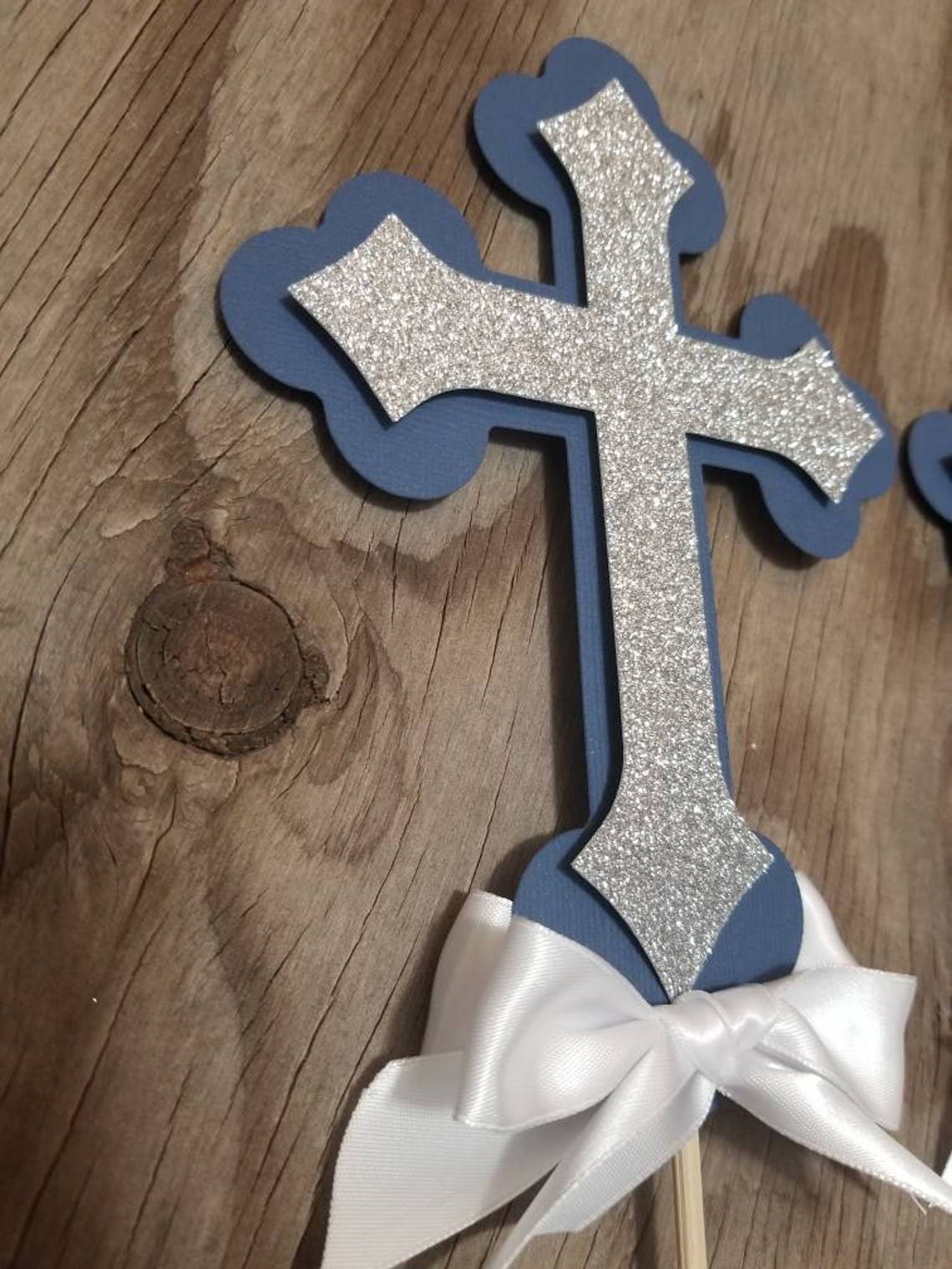 Navy blue Cross Centerpiece-Glitter Cross Picks-Cross | Etsy