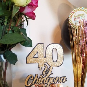 40 Glitter Gold Silver Cake Topper-40 Glitter Cake Topper-glitter ...