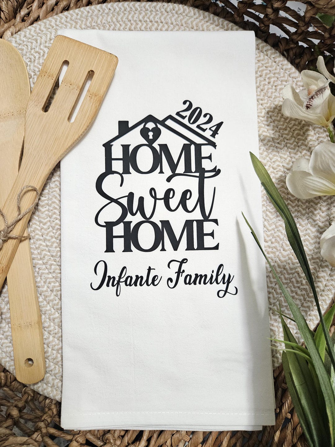 Home Sweet Home Personalized Kitchen Towel-wedding Gift Kitchen Towel ...