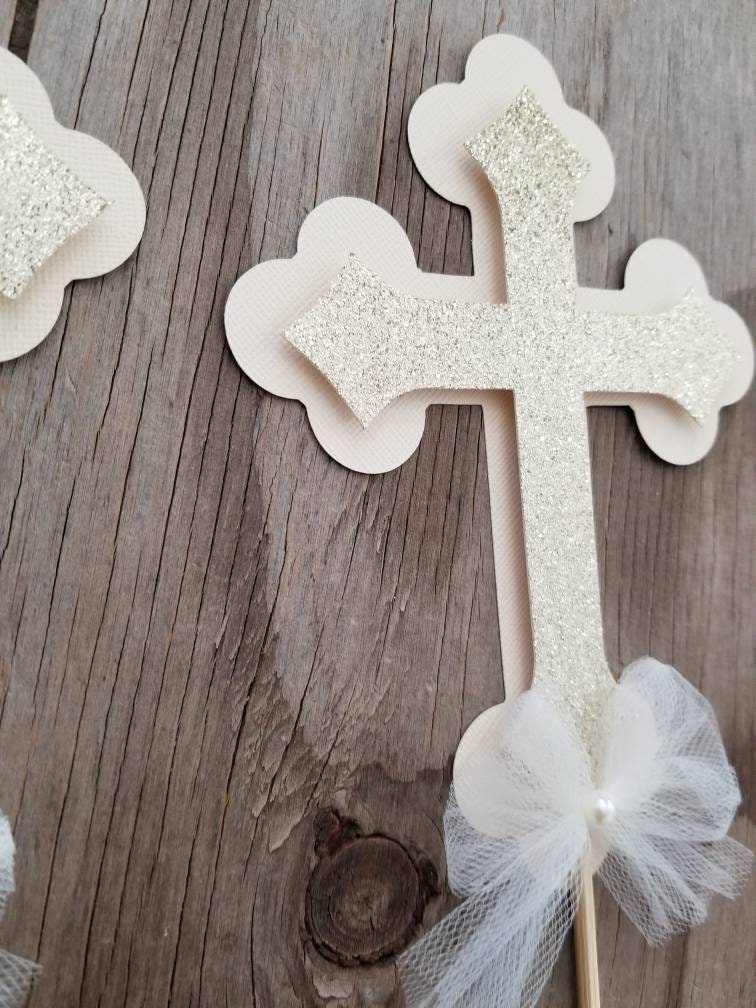 Gold Silver Cross Centerpiece-glitter Cross Picks-cross - Etsy