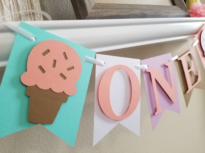 One Ice Cream banner-One Ice Cream theme birthday banner-Ice | Etsy