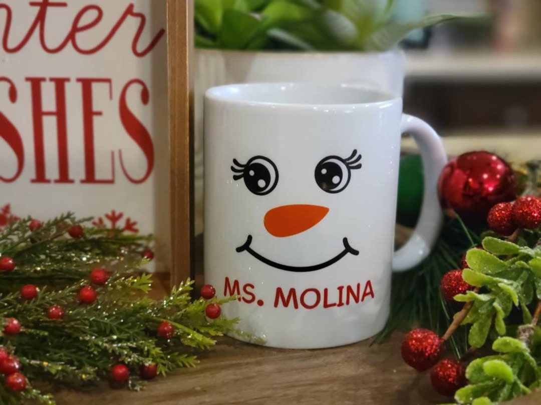 Personalized Snowman Face Mug, Christmas Hot Chocolate Mug Personalized ...