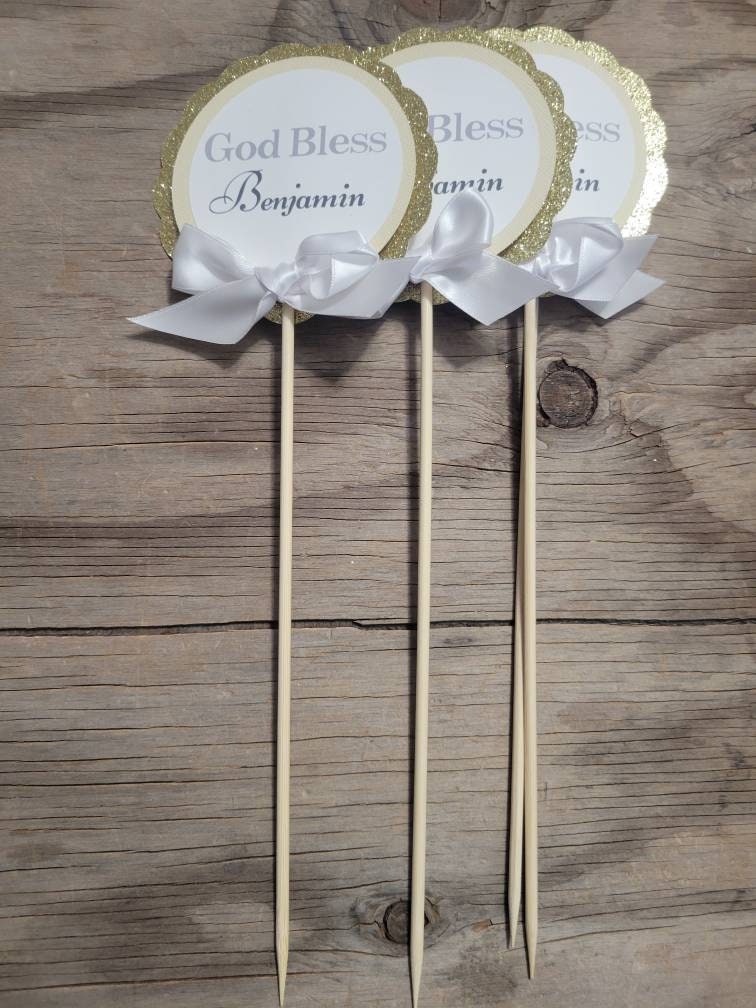God Bless Centerpiece-god Bless Picks-god Bless Boy Girl - Etsy