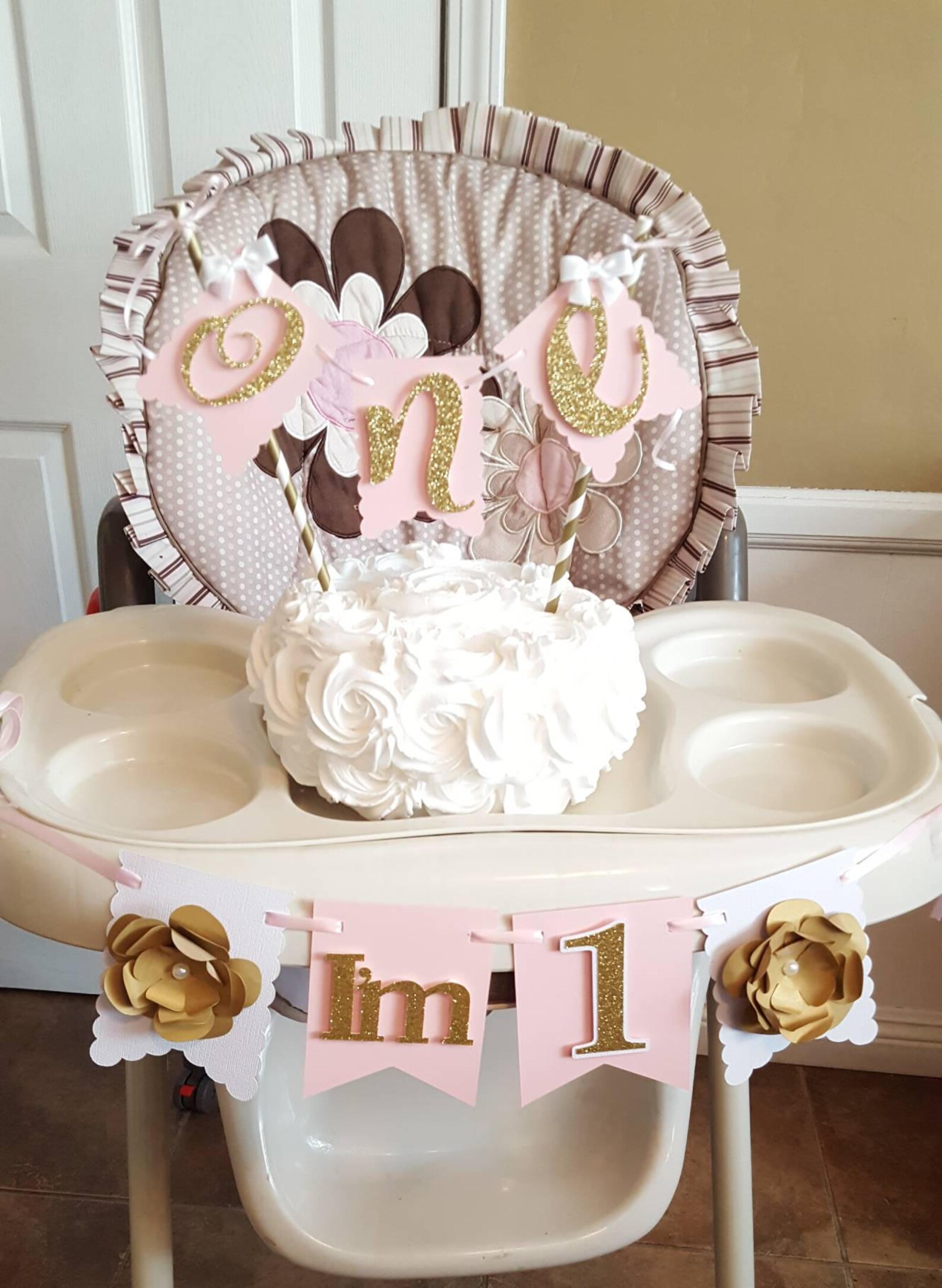 One Girl Cake Topper-first Birthday Girl Topper-one Cake - Etsy