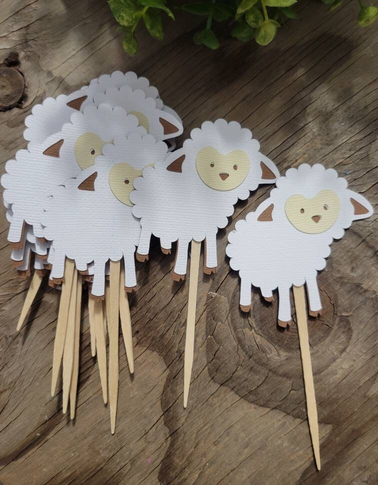 Sheep Lamb Cupcake Toppers-baptism Baby Shower Cupcake - Etsy