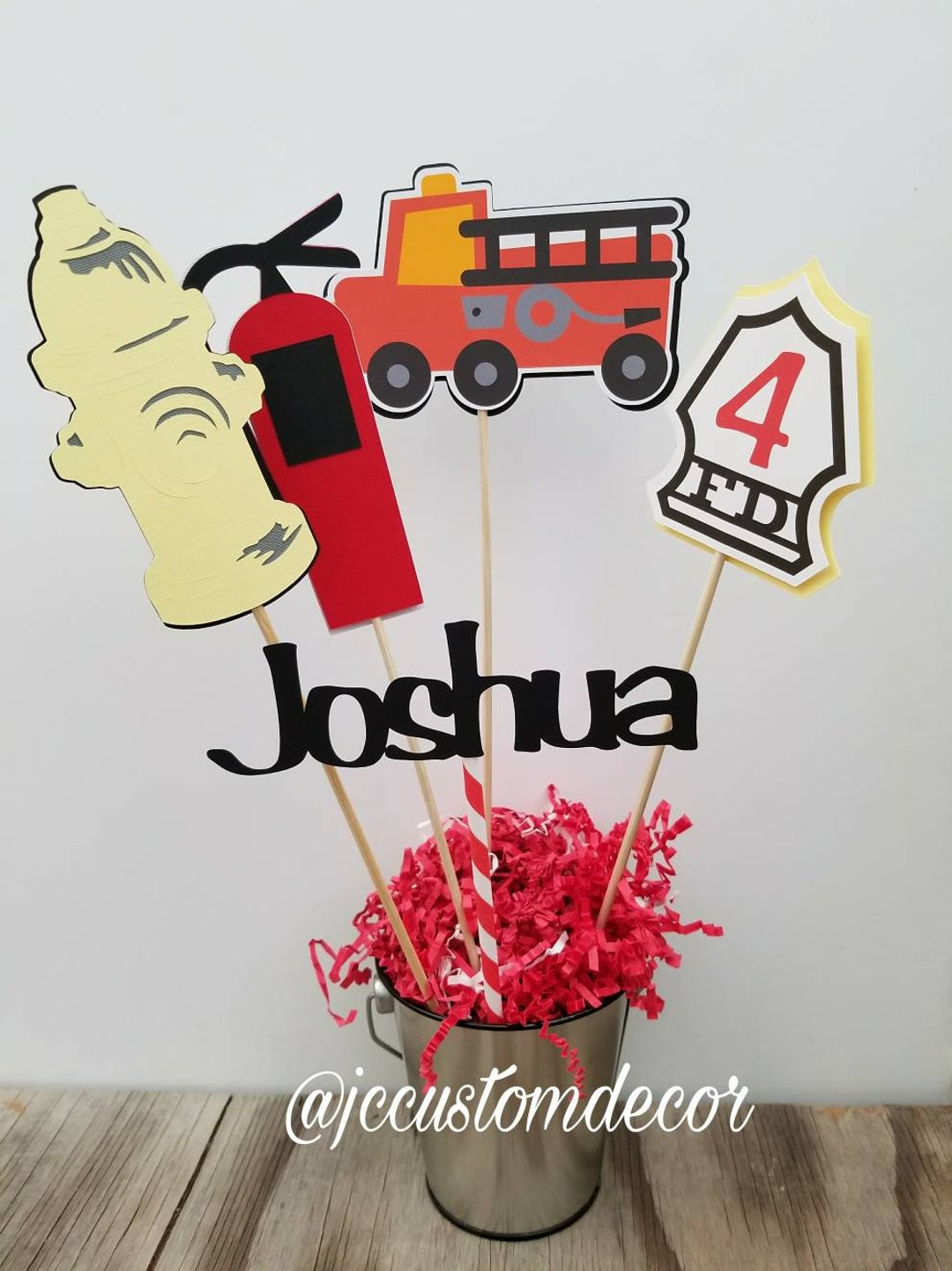 Fireman Fire Truck Birthday Centerpiece-fireman Centerpiece-fire Truck ...