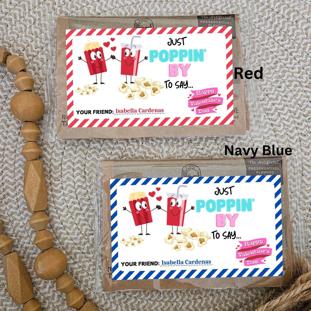 Valentine Popcorn Labels for School Class-popcorn Valentine Class ...