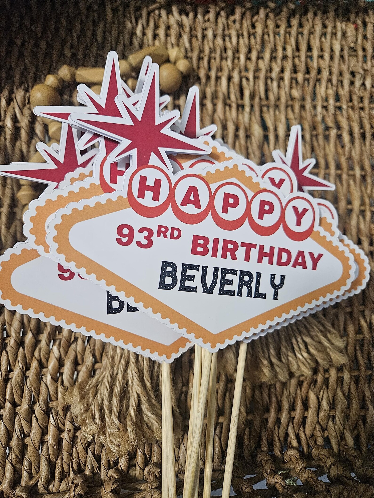 Las Vegas Personalized Birthday Centerpiece Picks-vegas Casino Birthday ...