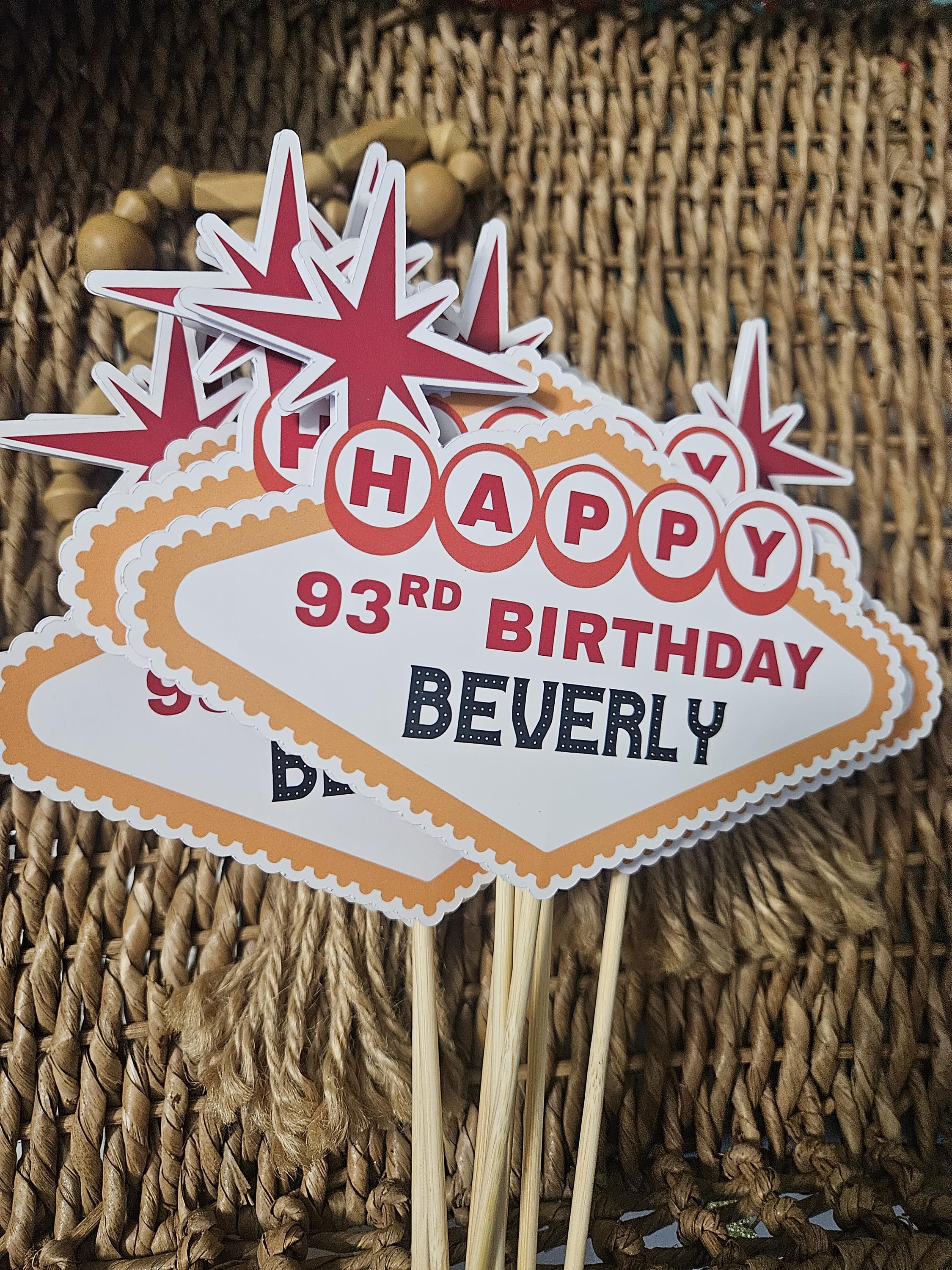 Las Vegas Personalized Birthday Centerpiece Picks-vegas Casino Birthday ...