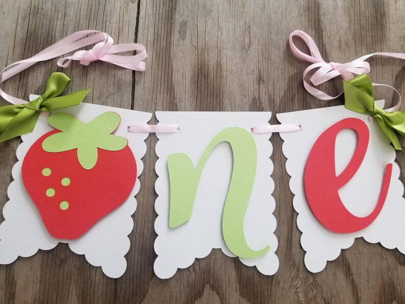 Strawberry One Banner-strawberry Theme Birthday | Etsy