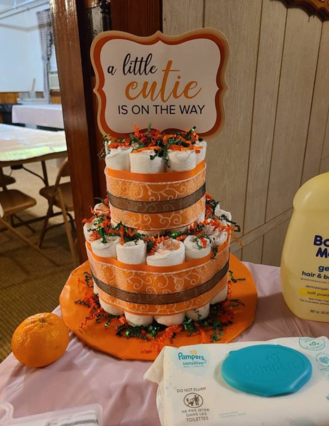 A Little Cutie is on the Way Diaper Cake Sign Tag-little Cutie Diaper ...