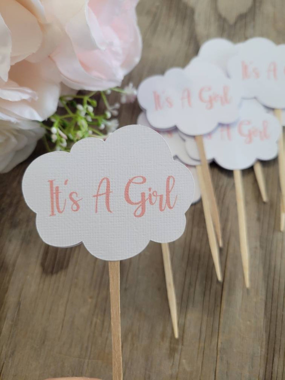 It's A Girl Cloud Cupcake Toppers-it's a Boy Cloud Cupcake Toppers-baby ...