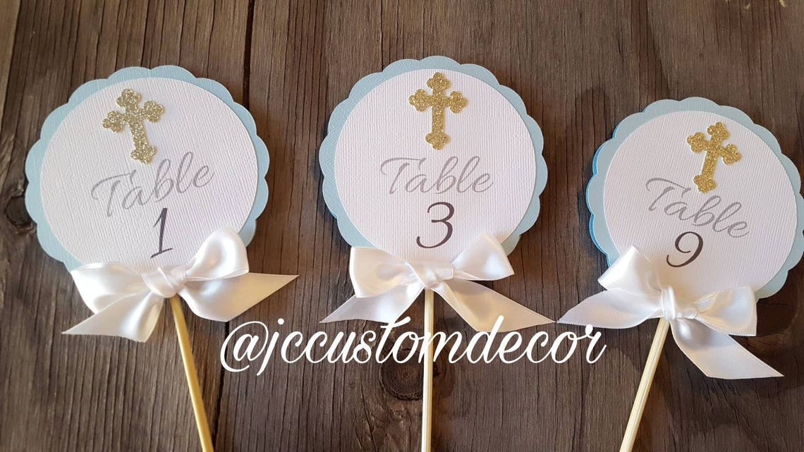 Baptism Table Number Centerpiece-baptism Table Numbers-table | Etsy