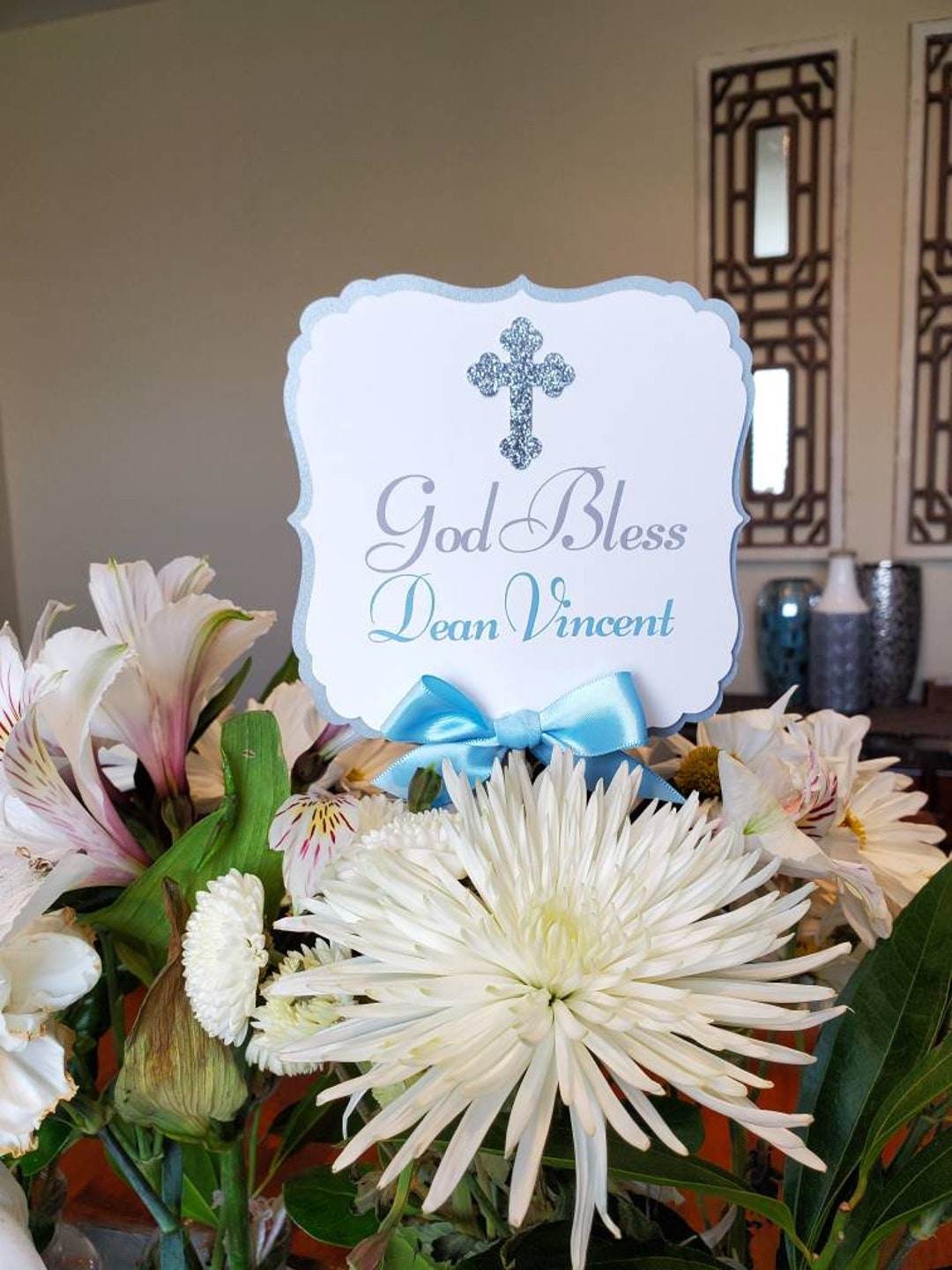 God Bless Centerpiece-god Bless Boy Girl Centerpiece-god Bless Picks ...