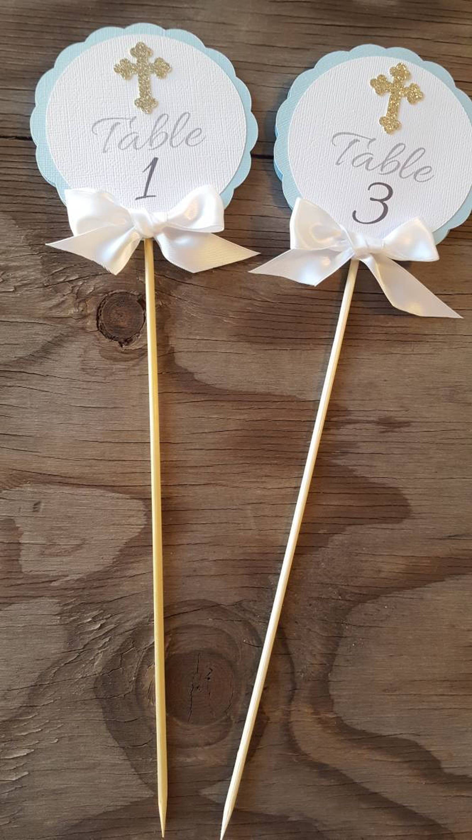 Baptism Table Number Centerpiece-baptism Table Numbers-table | Etsy