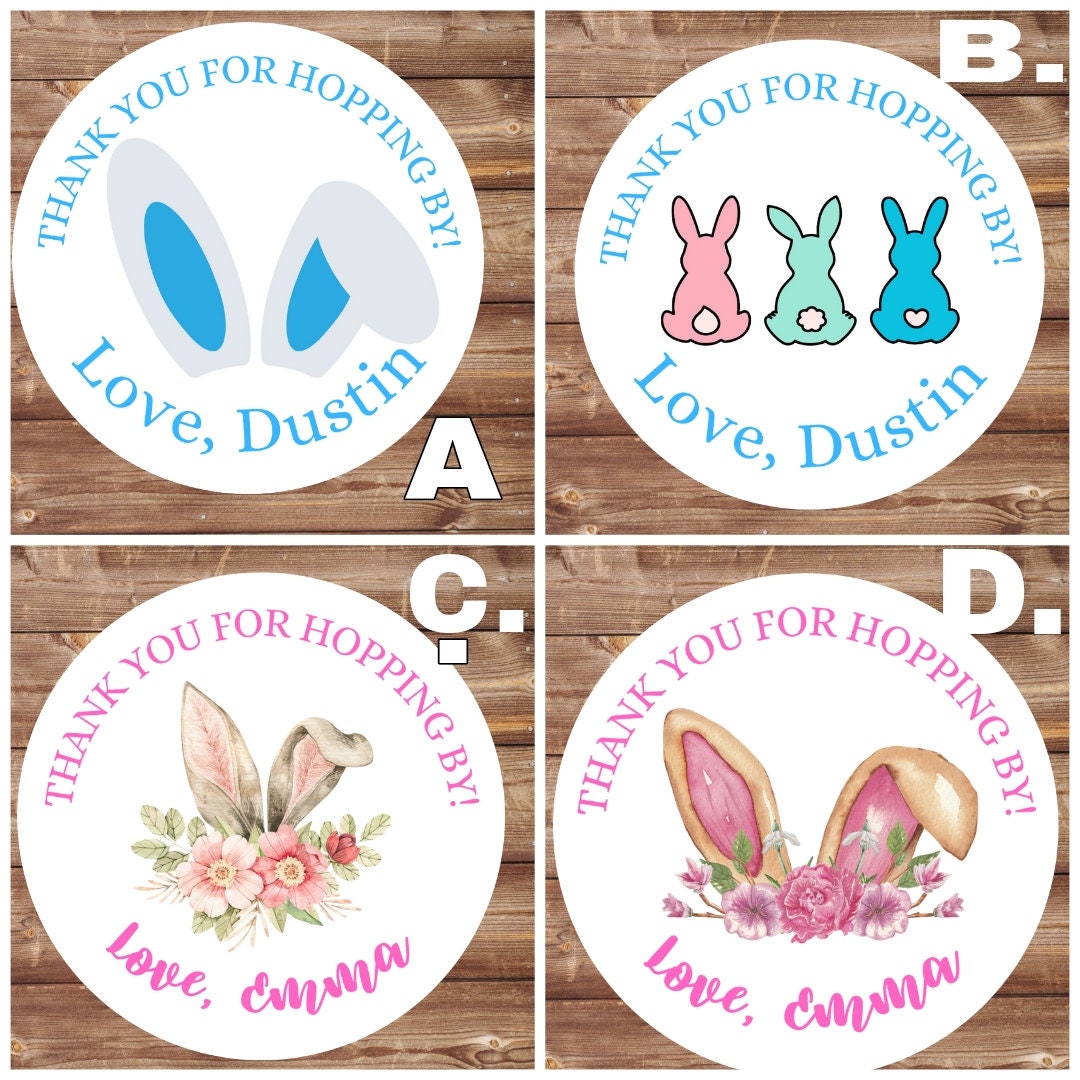 Thank You for Hopping by Birthday Favor Sticker Tags-bunny Birthday ...