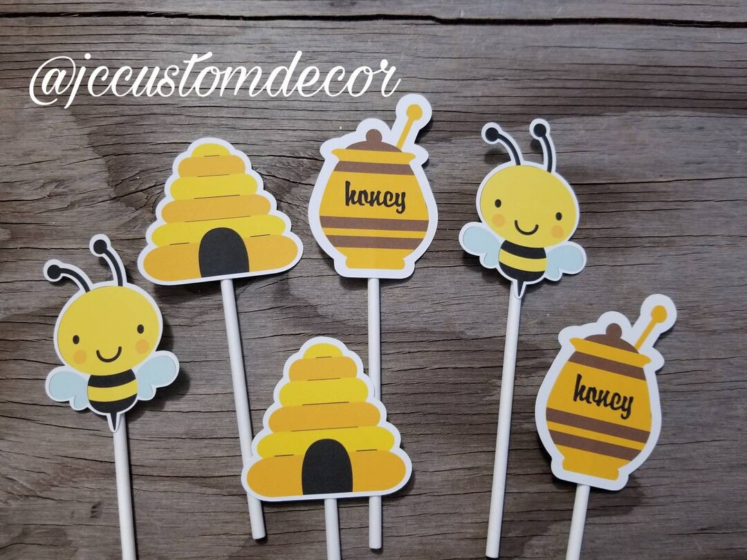 Bee Bumble Bee Cupcake Toppers-bee Cupcake Toppers-bee Theme Birthday ...