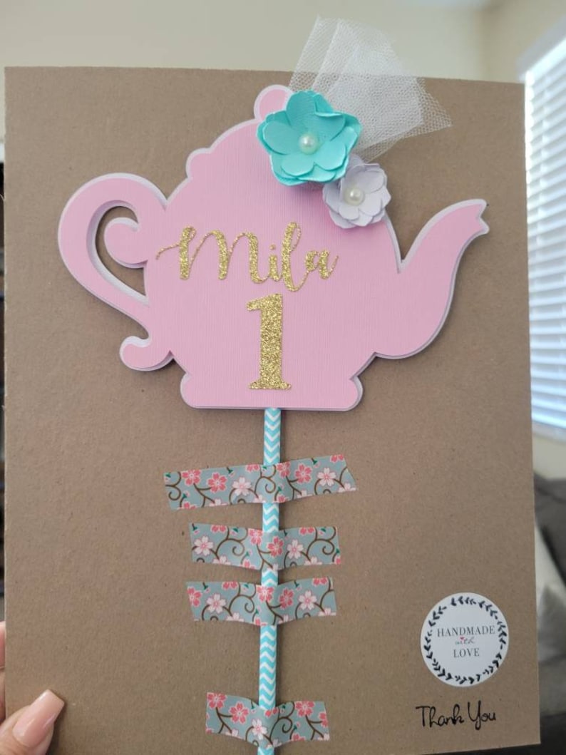 Tea Party Cake Topper-teapot Theme Birthday Topper-teacup - Etsy
