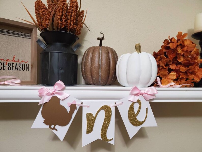 One Little Turkey Girl Banner-girl Turkey One Banner-one - Etsy