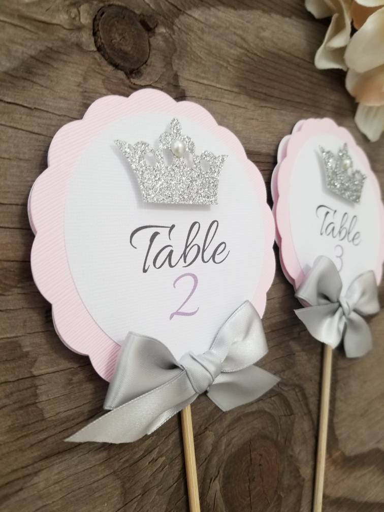Princess Crown Table Numbers-princess Crown Birthday | Etsy