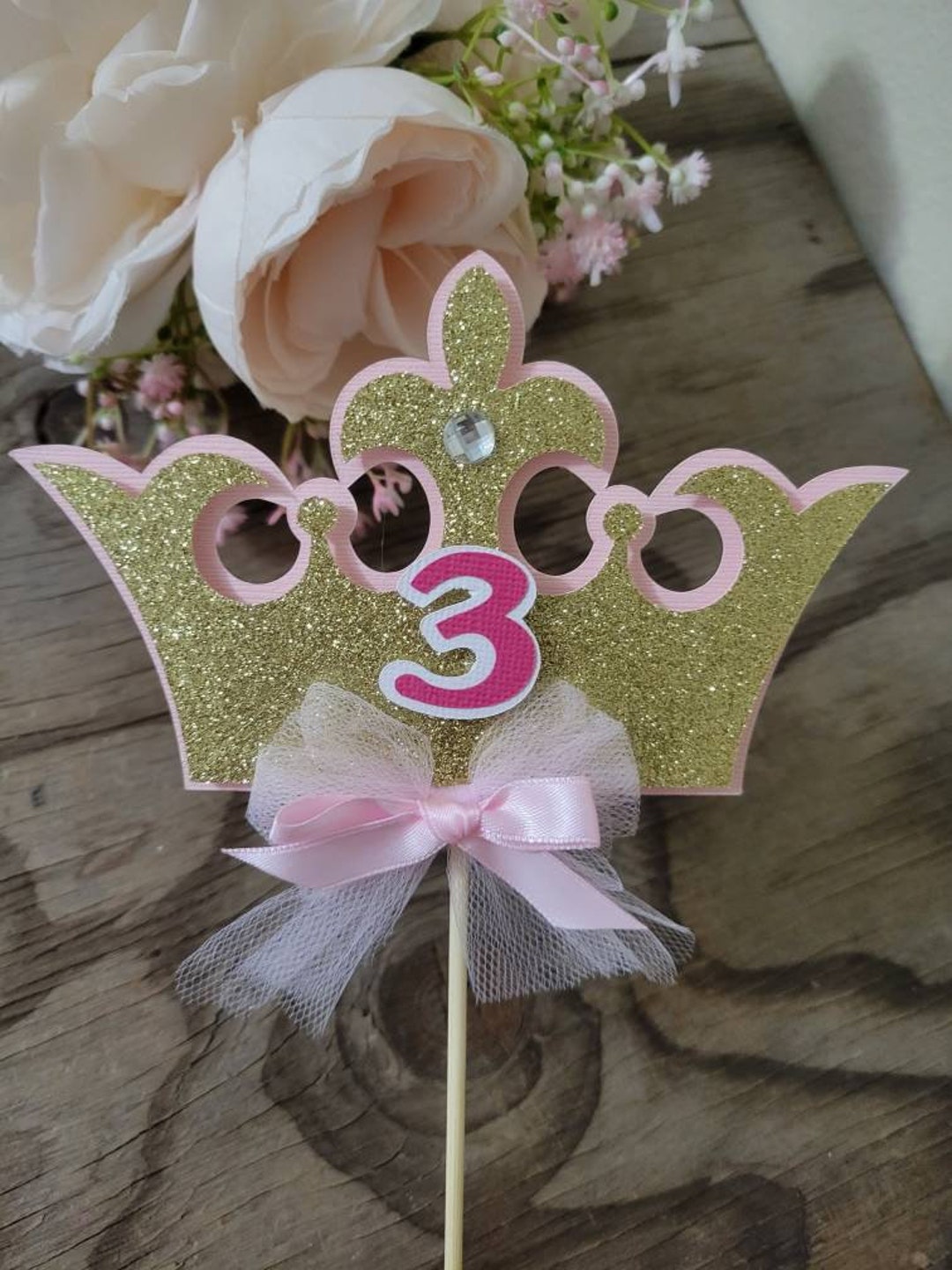 Princess Age Birthday Centerpiece-princess Crown Tiara Centerpiece-age ...