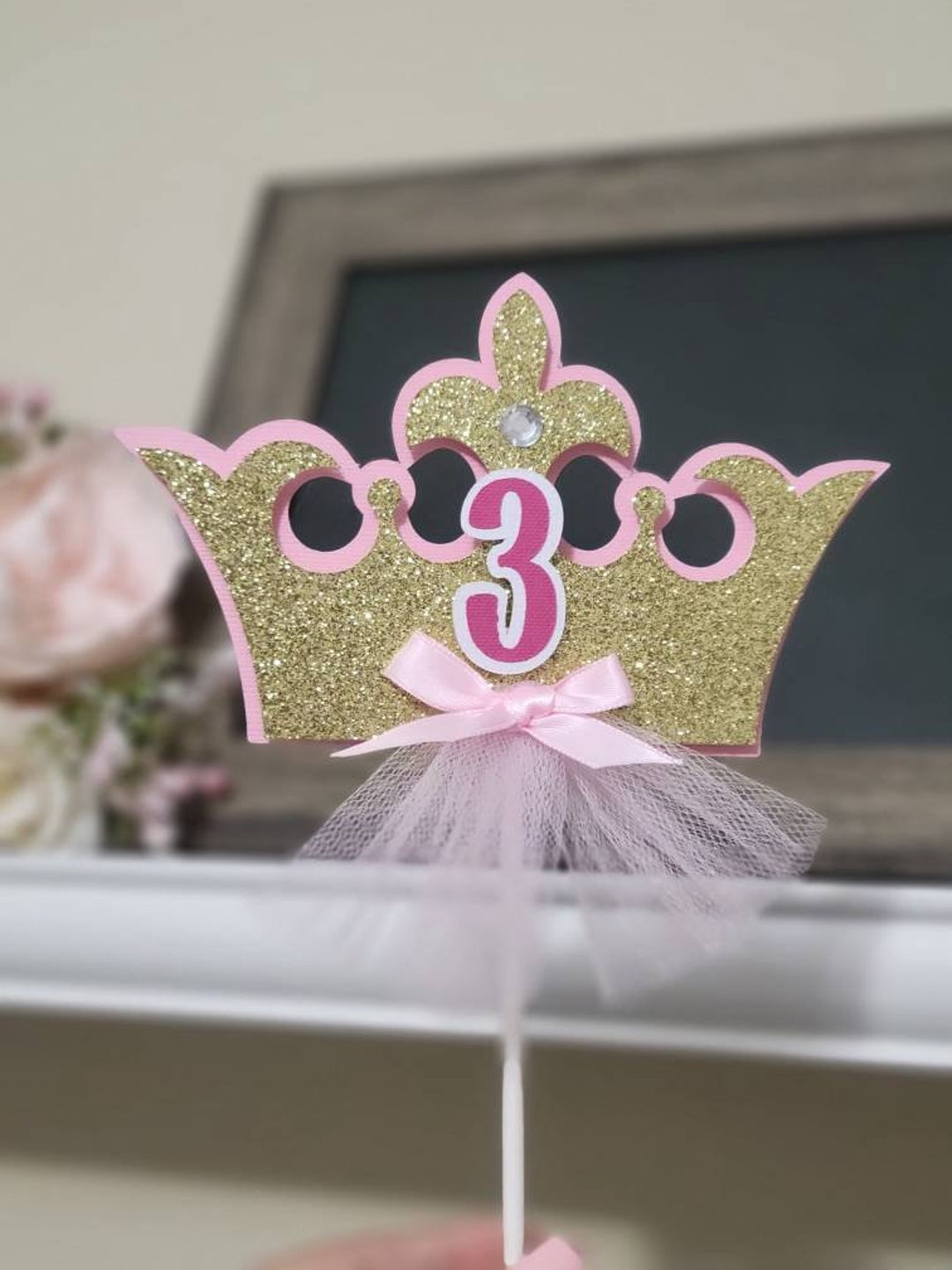 Princess Birthday Tiara Cake Topper-princess Age Cake Topper-princess ...