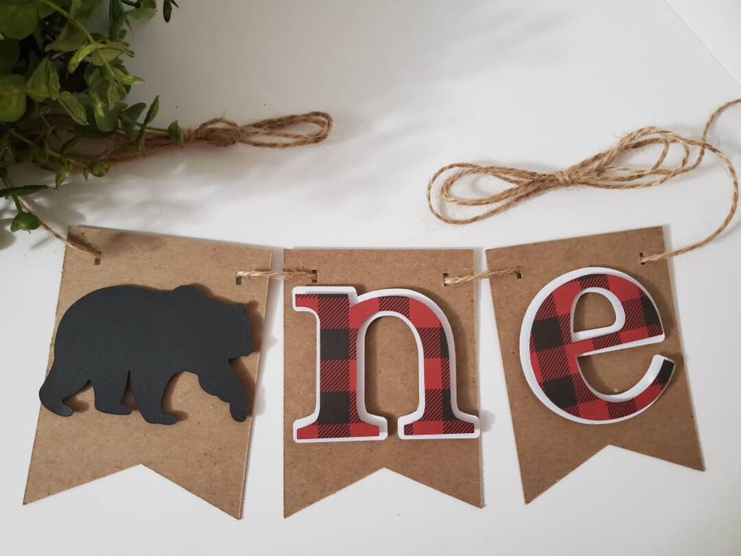 Red Plaid One Lumberjack Banner-lumberjack First Birthday Banner ...